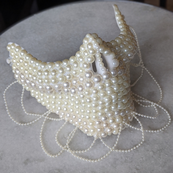 None | Accessories | New Pearl Drapes Embellished Skull Face Mask ...